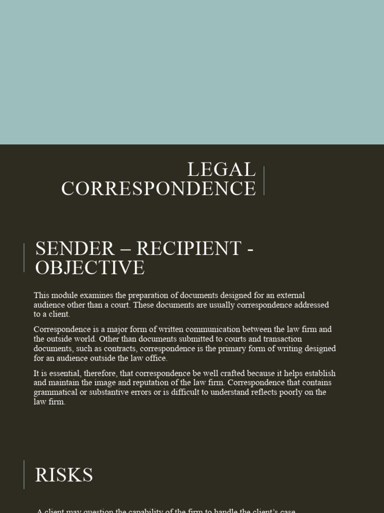 Legal Correspondence Essentials Guide | PDF | Justice | Crime & Violence