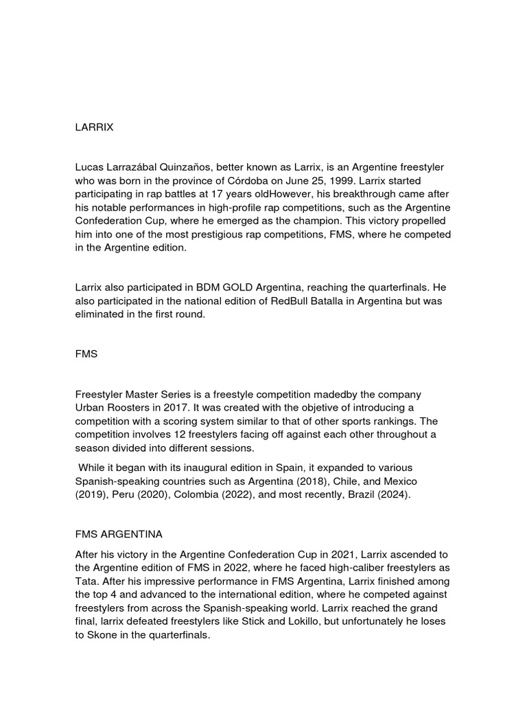 Larrix FMS | PDF | Argentina | National Sports Teams