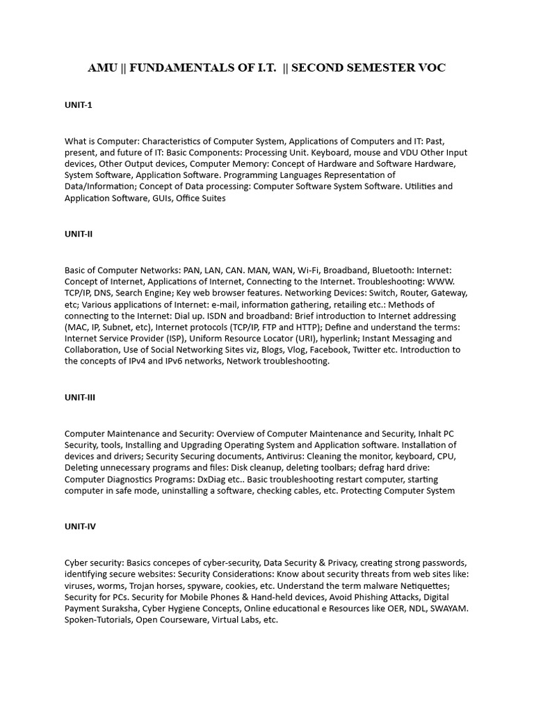 Vac Voc Syllabus | PDF | Internet | Computer Network