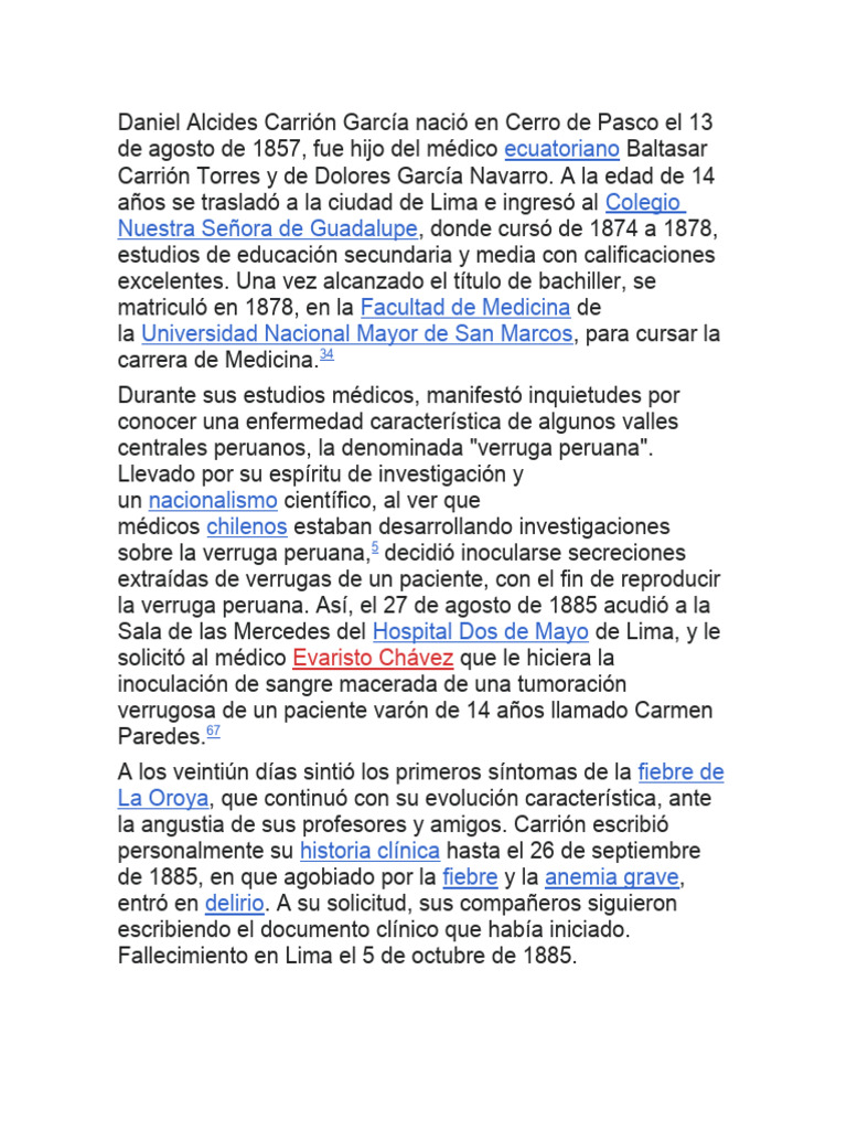 Ept Biografia de Daniel Alcides Carrión García | PDF
