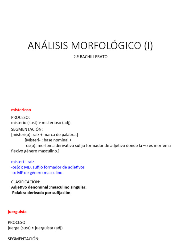 Análisis Morfológico 4 (Sust, Adj, Adv) Power Revisado | PDF | Plural ...