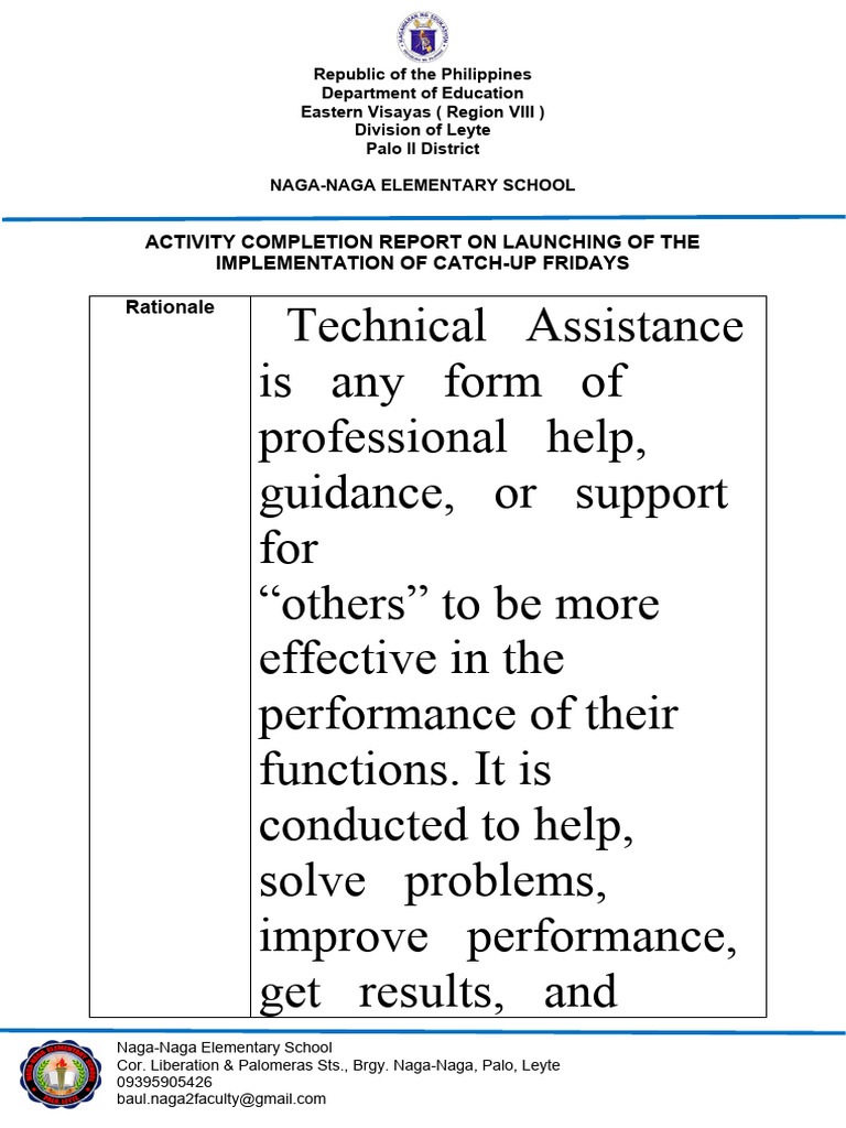 ACTIVITY-COMPLETION-REPORT-ON-LAUNCHING-OF-CATCH-UP-FRIDAYS | PDF | Learning | Education Theory