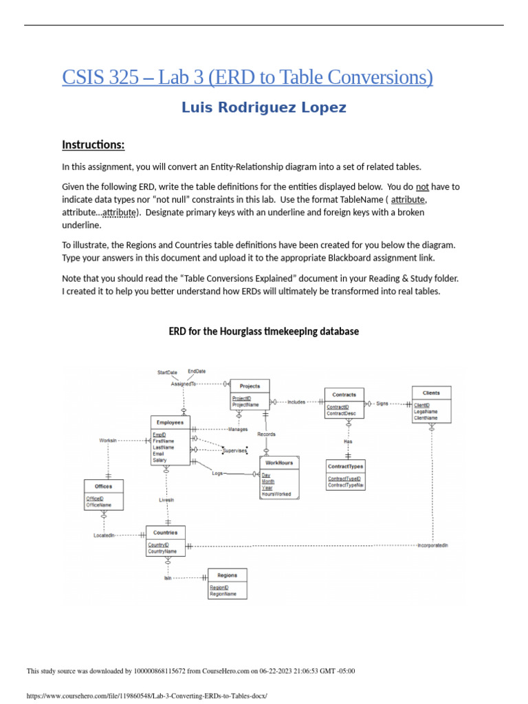 ERD to Table Conversion Lab Guide | PDF | Computer Data | Data Model