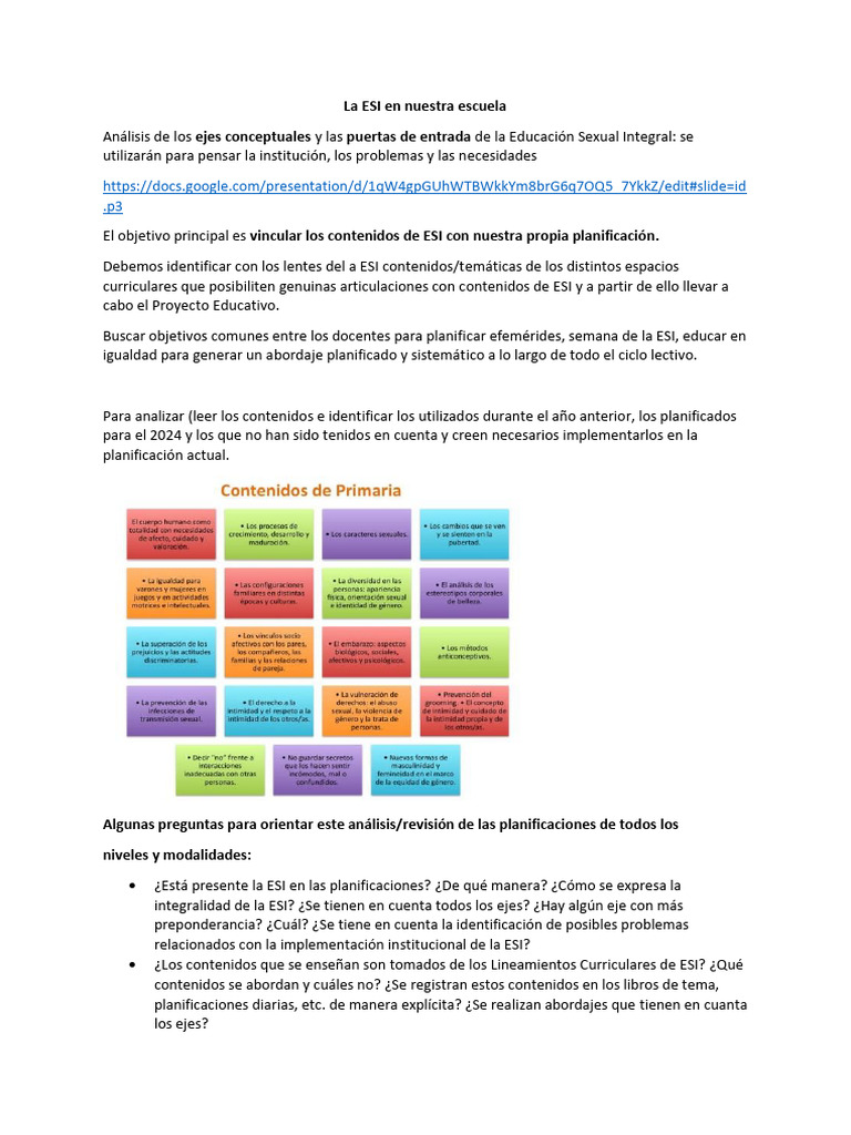 La ESI en Nuestra Escuela | PDF | Escuelas