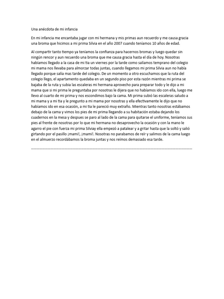 Una Anécdota de Mi Infancia | PDF