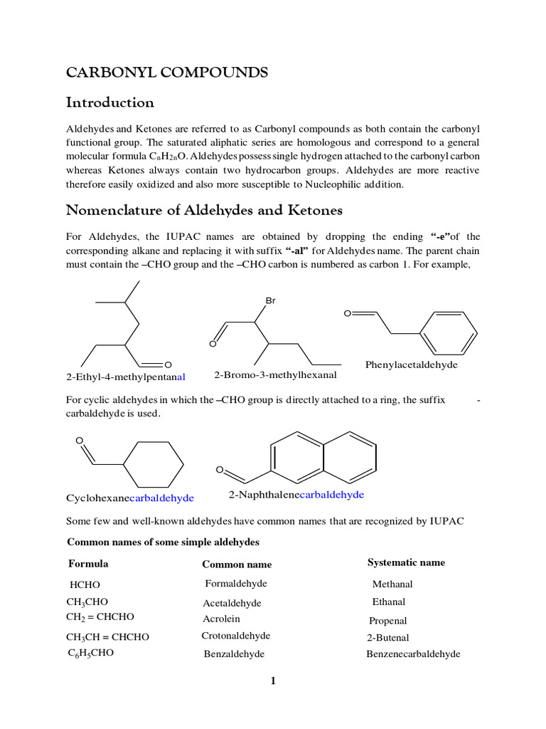 Carbonyl Compounds | PDF | Aldehyde | Ketone
