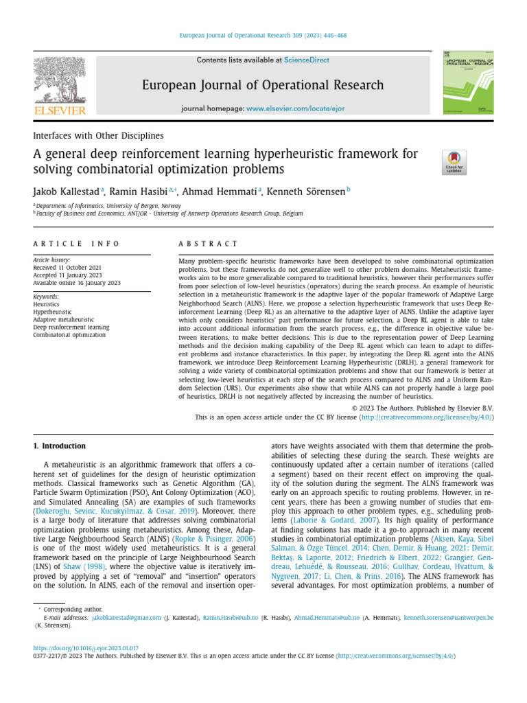A General Deep Reinforcement Learning Hyperheuristic Framework For Solving Combinatorial ...