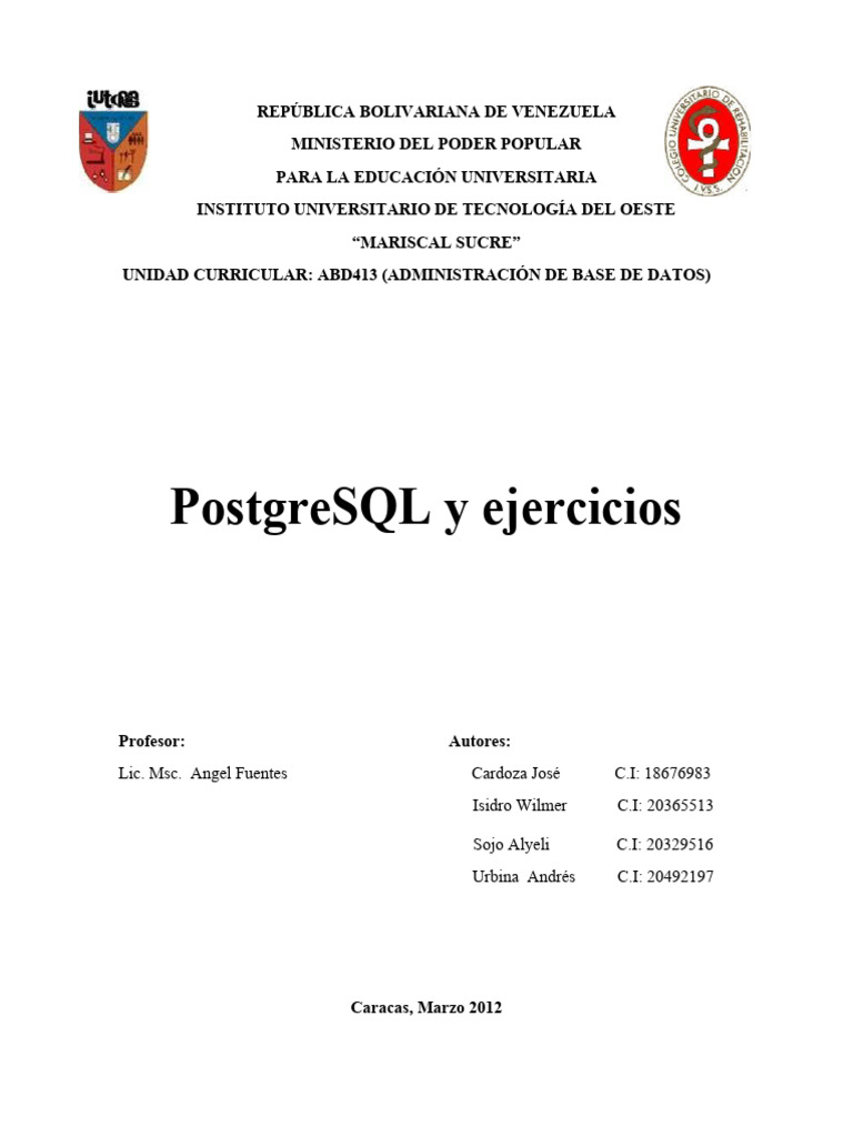 Trabajo Mysql Abd Como Instalar PostgreSQL PgAdmin III | PDF | Software | Informática