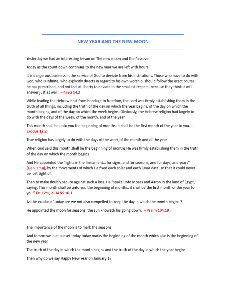 New Year and The New Moon | PDF | Passover | Old Testament Books
