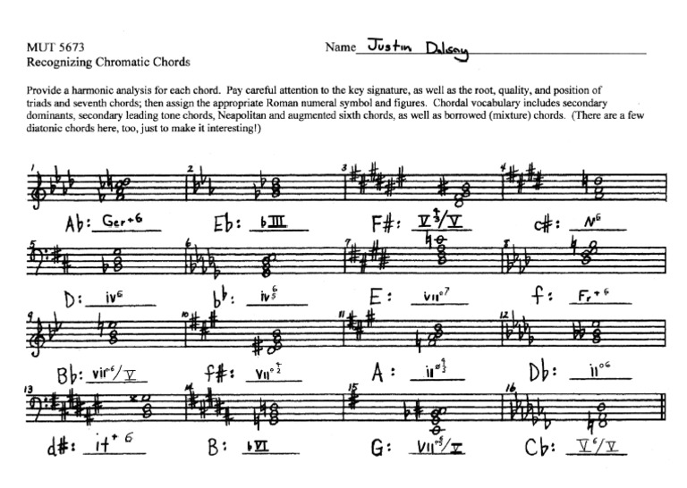 Chromatic Chords Worksheet | PDF
