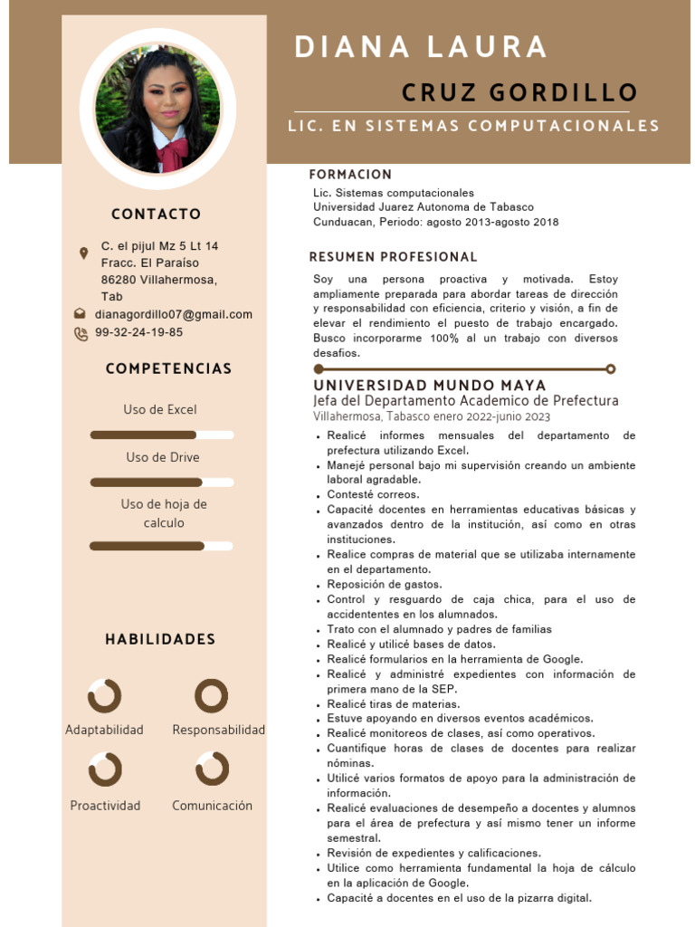 Curriculum Diana Laura Cruz Gordillo (1) | PDF | Bases de datos ...