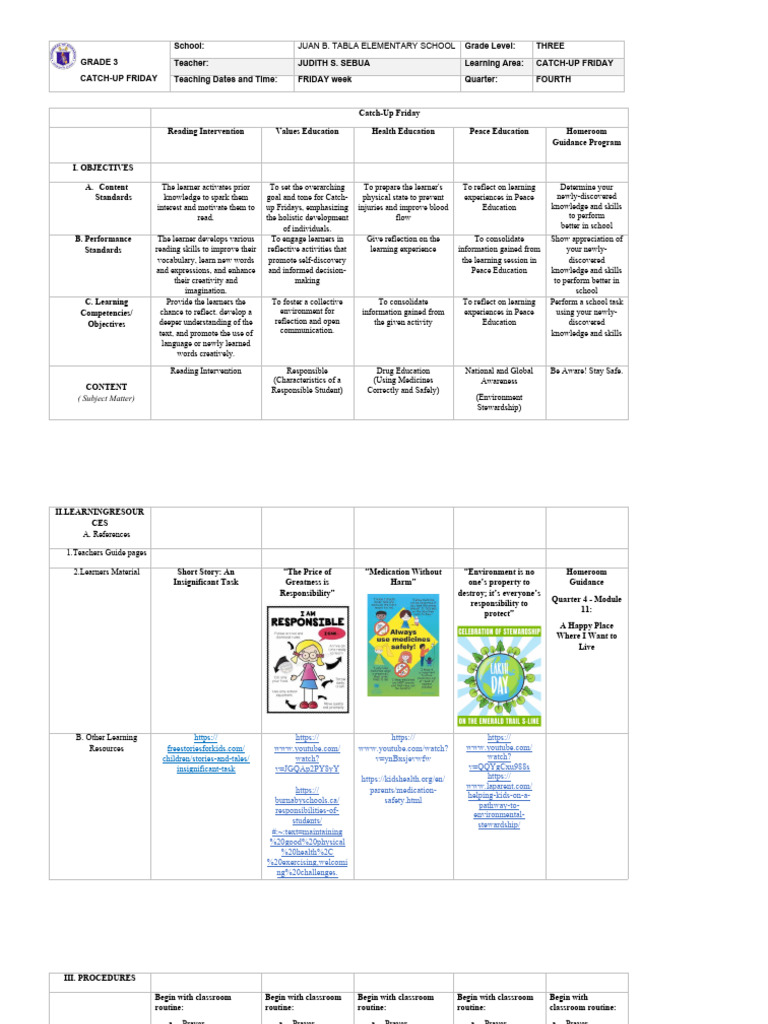 Grade 3 Week 1 Q4 | Download Free PDF | Learning | Experience