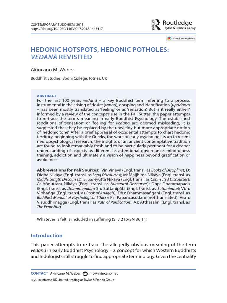 Hedonic Hotspots-Vedana Revisited | PDF | Pleasure | Hedonism