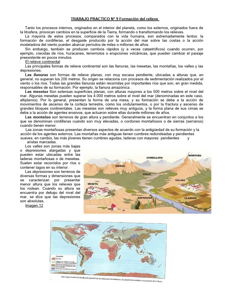 Formas y tipos de relieve terrestre | PDF | Terreno | Montañas