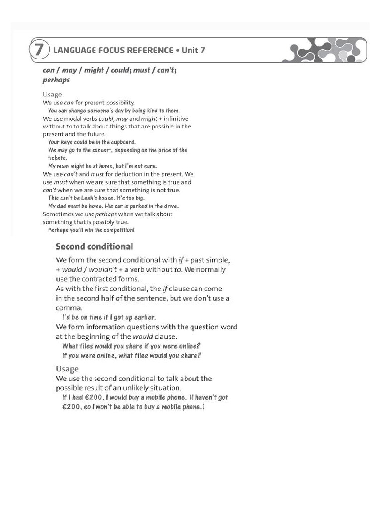 GRAMMAR REFERENCE AND PRACTICE UNIT 7 | PDF