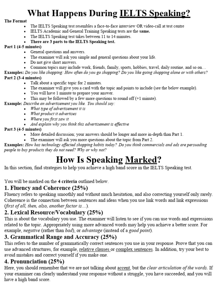 IELTS Speaking Band Descriptors | Download Free PDF | International ...