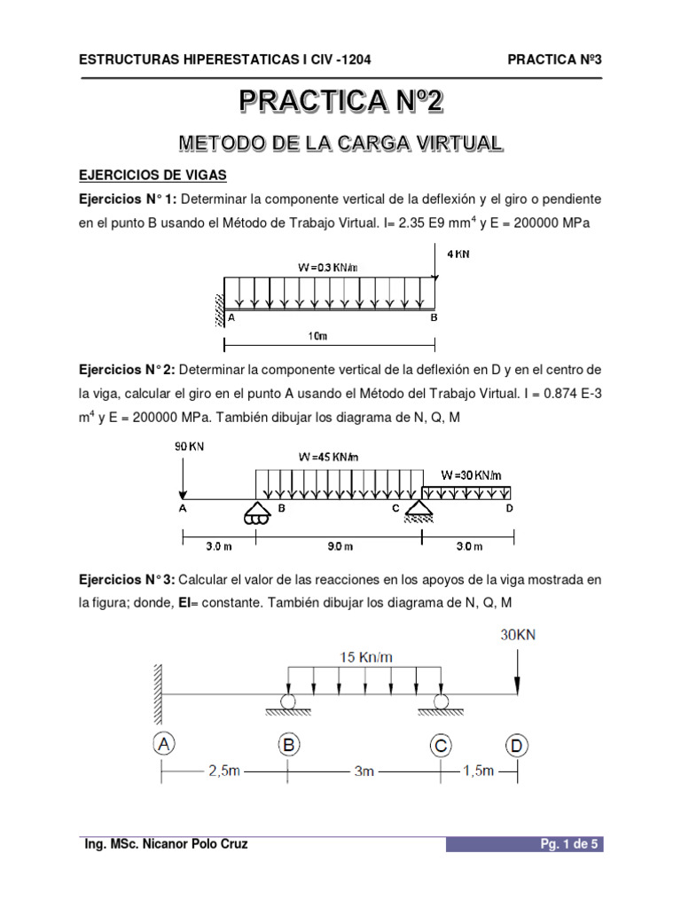 PRACTICA Nº2 - METODO DE LA CARGA VIRTUAL | PDF | Ingeniería estructural | Ingeniería mecánica