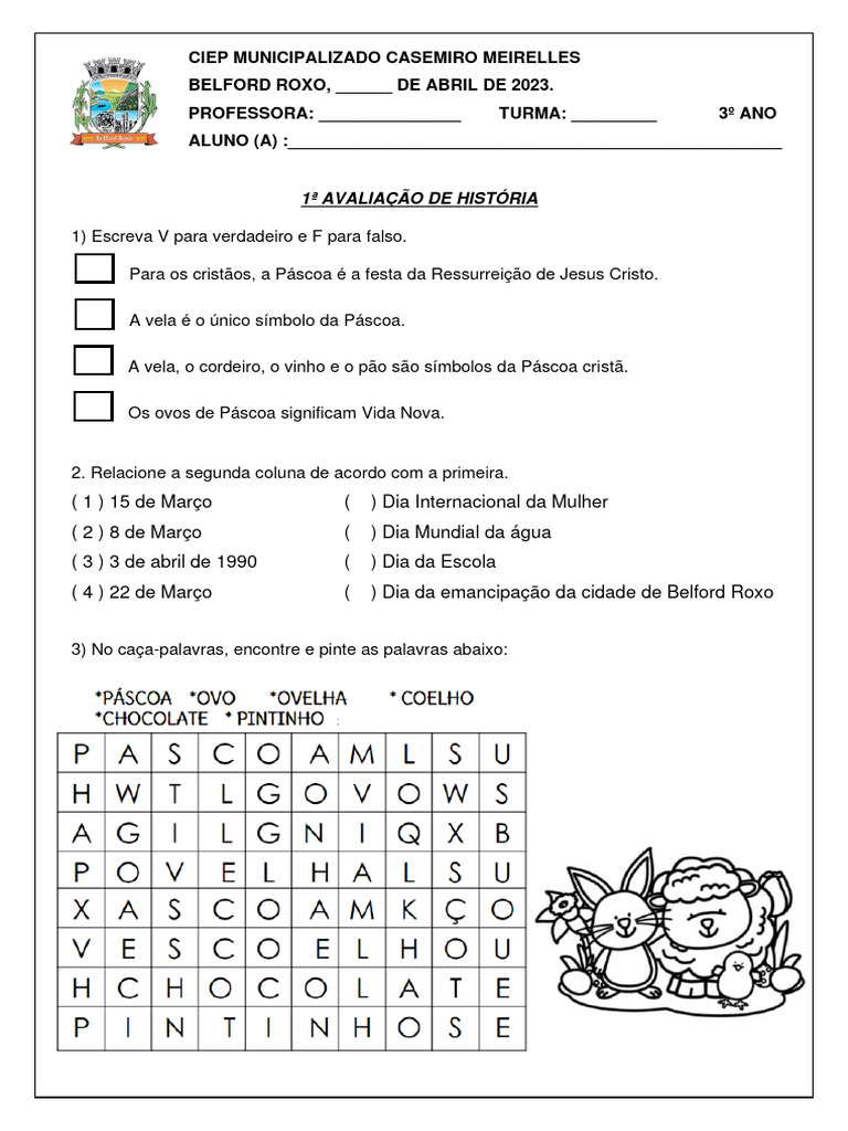 PROVA DE HISTÓRIA 1º BIMESTRE | PDF