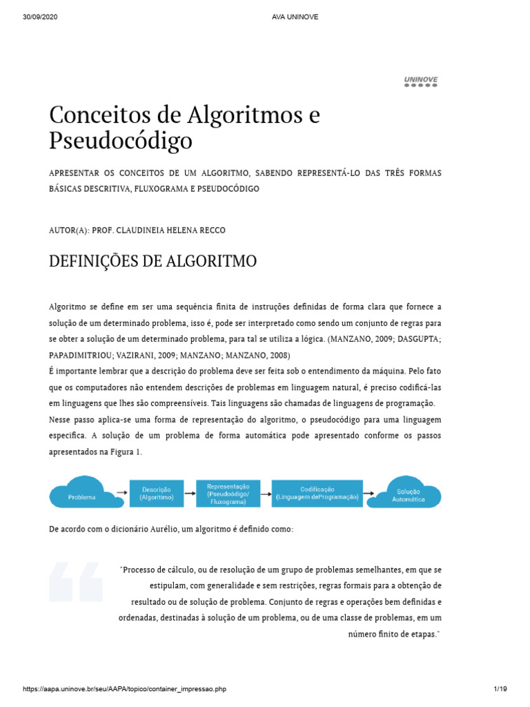 Algoritimo e Pseudocodigo | PDF | Algoritmos | Linguagem de programação