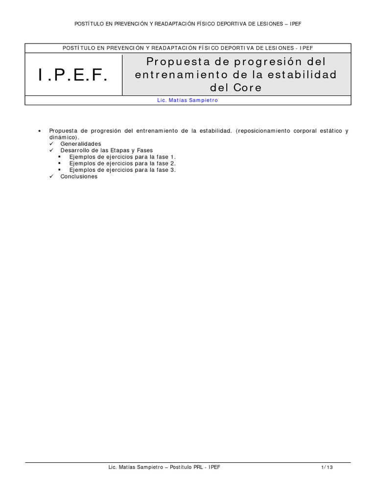 Progresión Core (Sampietro) | PDF | Ingeniería mecánica | Mecánica