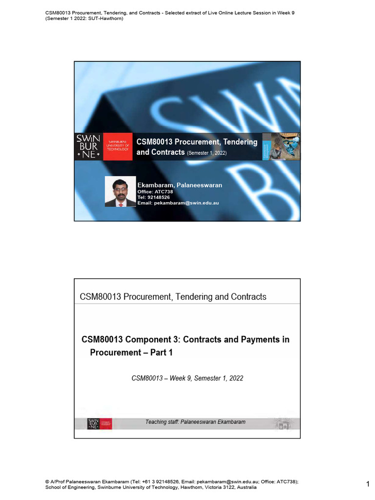 CSM80013 Procurement, Tendering and Contracts Session 9 | PDF | Private ...