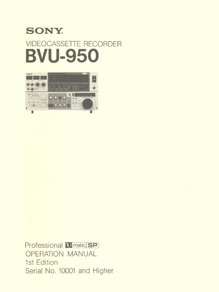 Sony BVU-950 Operation Manual | PDF | Electromagnetic Interference ...