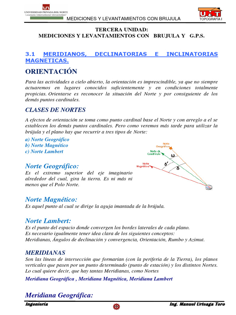 Mediciones Brujula - Ing. Urteaga | PDF | Brújula | Azimut