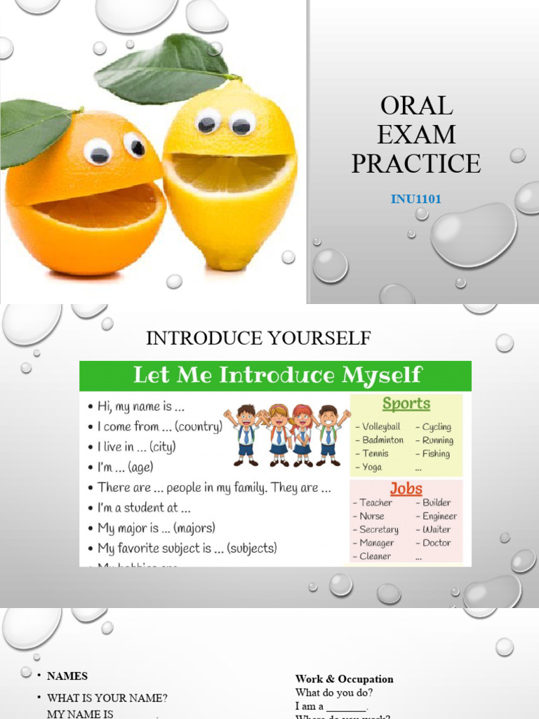 Oral Exam Practice INU1101 | PDF