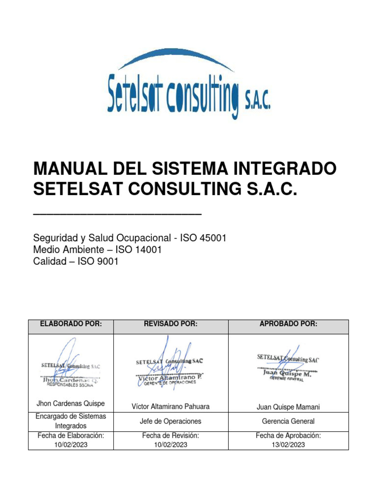 MANUAL SIG 9001 14001 45001 | PDF | Calidad (comercial) | Sistema de manejo de calidad