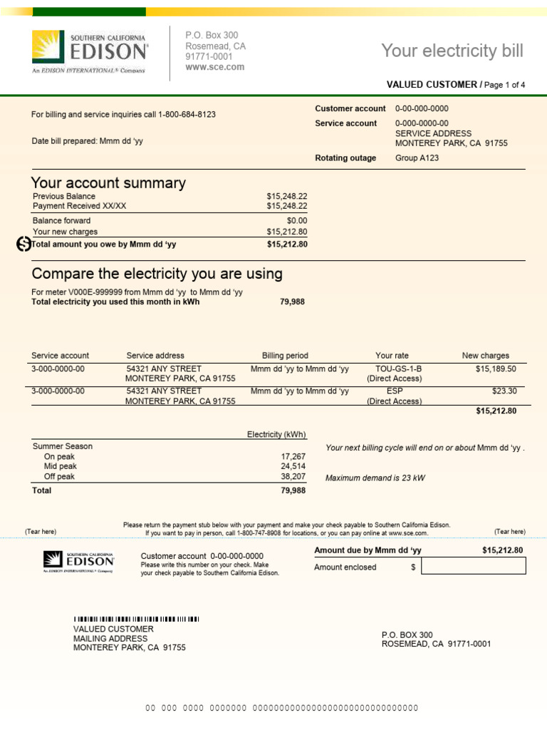 California Utility Bill Template | PDF | Cheque | Debit Card