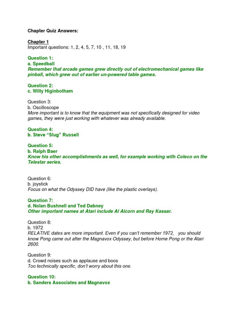 Video Game Quiz Answers Overview | PDF | Xbox | Video Game Consoles