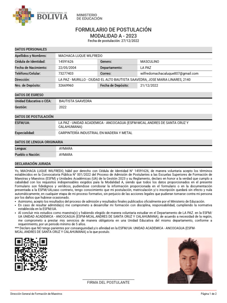 postulacion | PDF | Documento de identidad