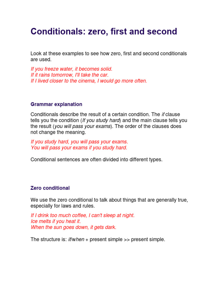 Conditionals+-+zero+-+first+-+second | PDF