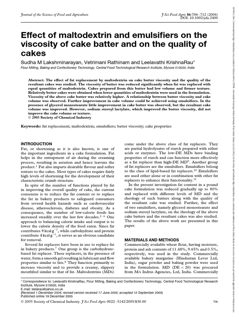 J Sci Food Agric - 2005 - Lakshminarayan - Effect of Maltodextrin and ...