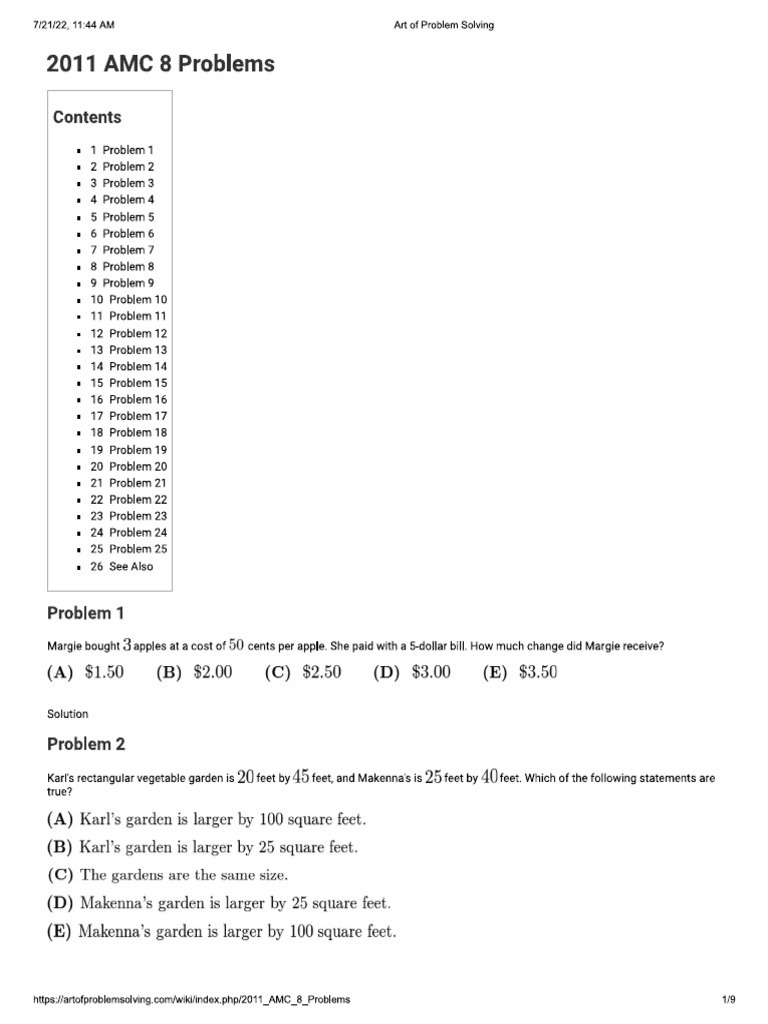 2011 AMC 8 Problems | PDF
