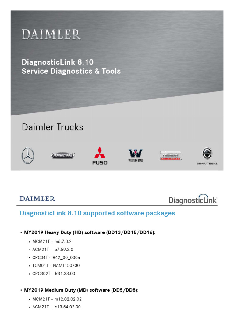 Daimler Trucks DiagnosticLink 8.10 Overview | PDF | Motor Vehicle ...
