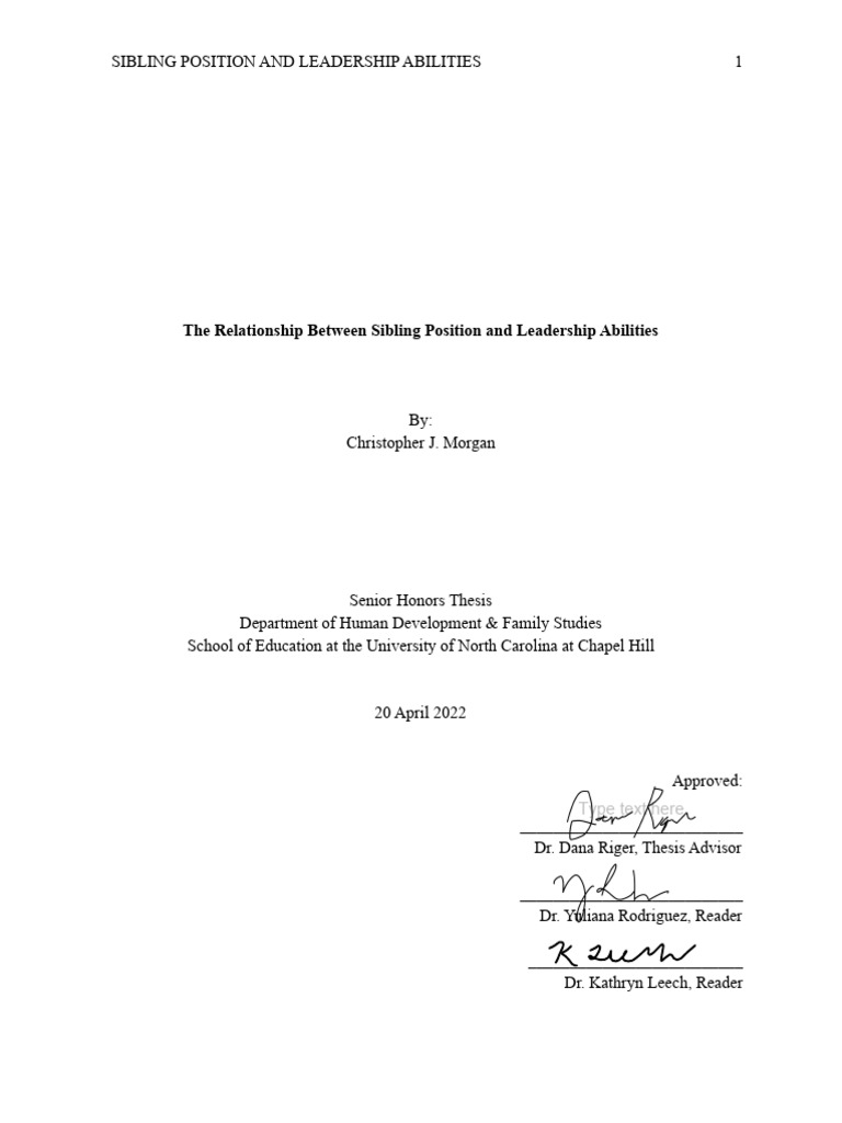 The Relationship Between Sibling Position and Leadership Abilities Final Thesis - C. Morgan ...
