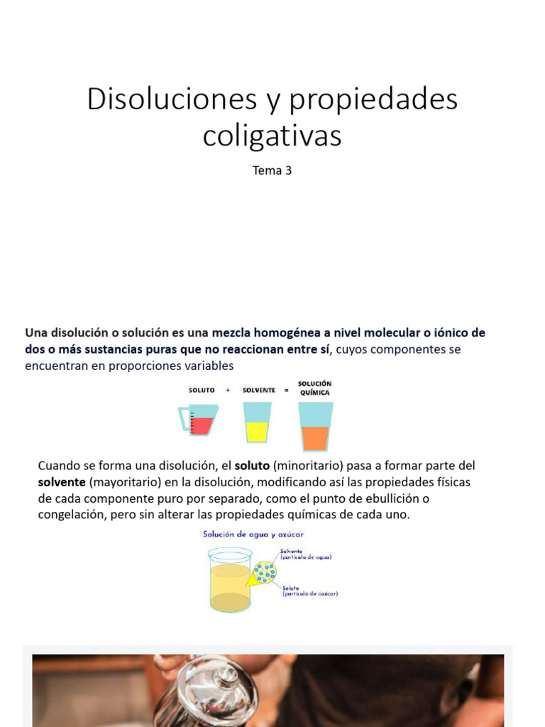 Disoluciones y Propiedades Coligativas | PDF | Concentración | Solvente