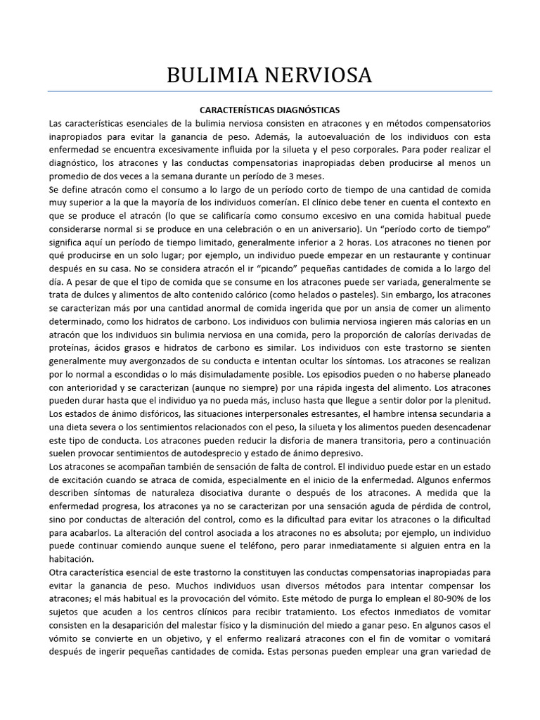 Características y Diagnóstico de Bulimia | PDF | Bulimia nerviosa ...