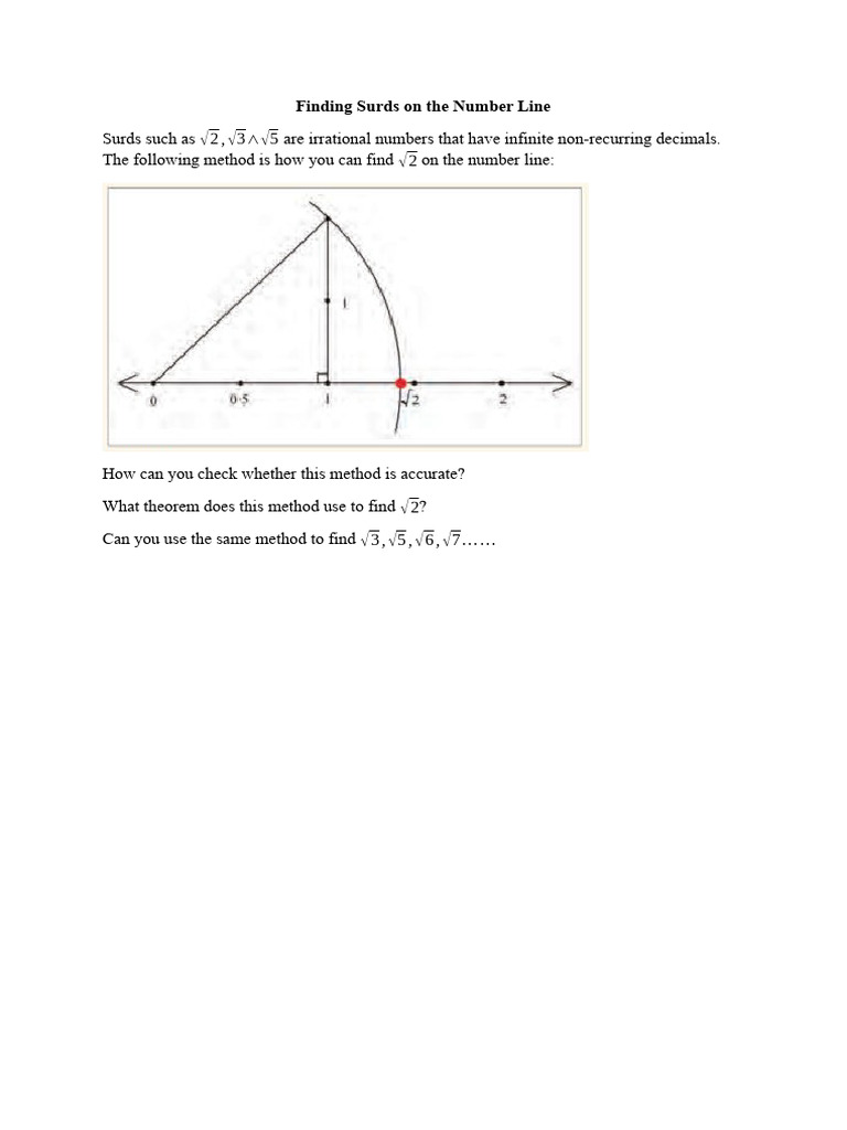 Finding Surds on a Number Line | PDF