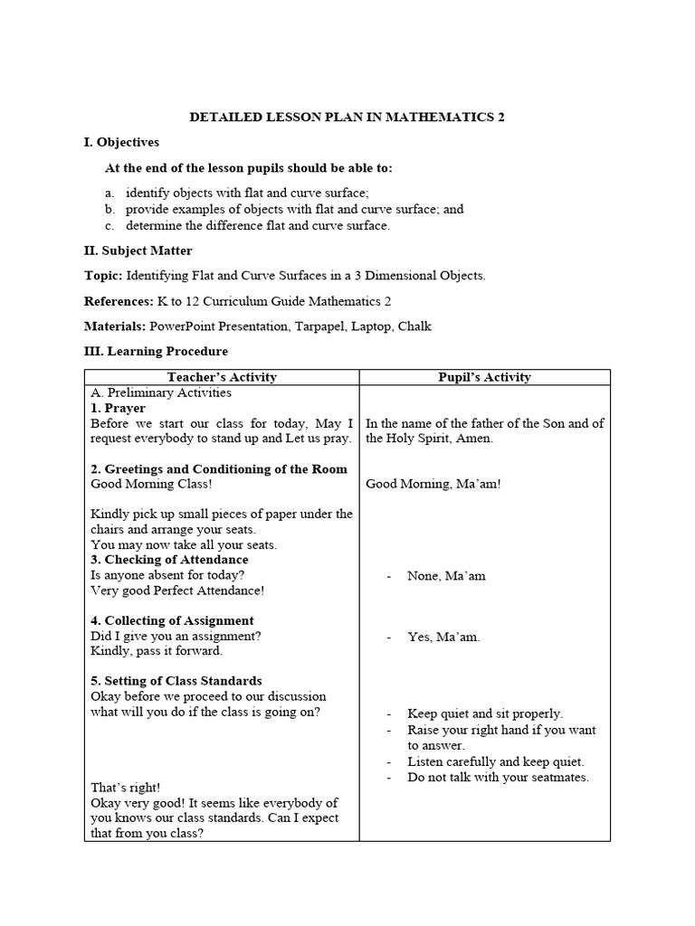 Math 2 Q3 Curved&Flat Surface | PDF