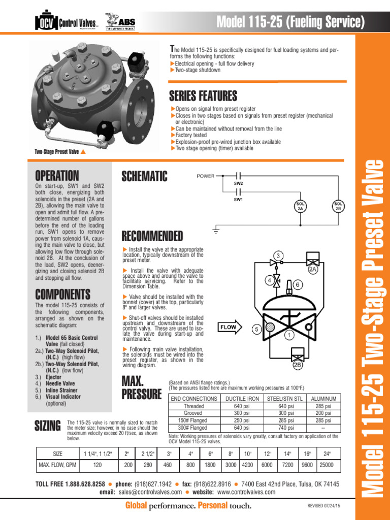 Series Features: Two-Stage Preset Valve | PDF | Valve | Hydraulics