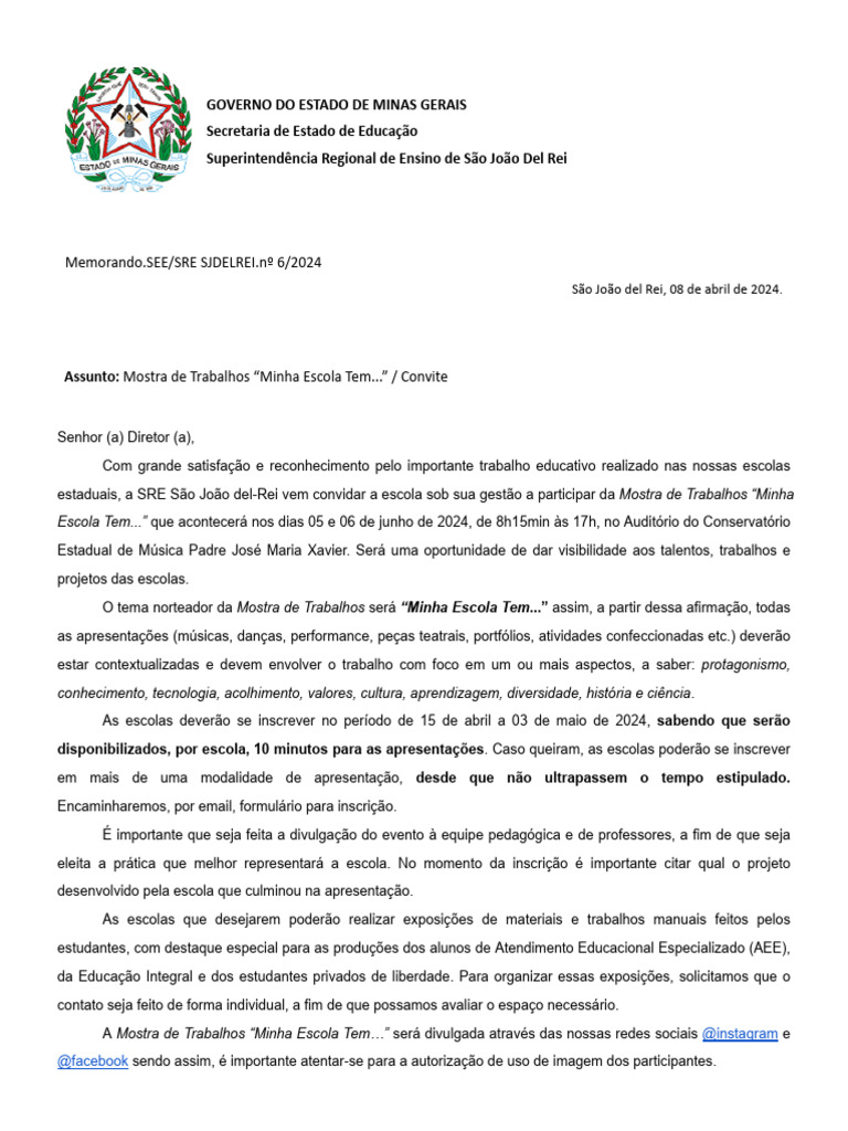 Memorando 8 _ Minha escola tem | PDF | Educação Especial