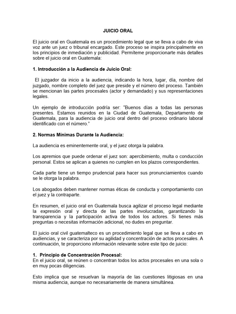 Juicio Oral Coca | PDF | Ley procesal | Demanda judicial