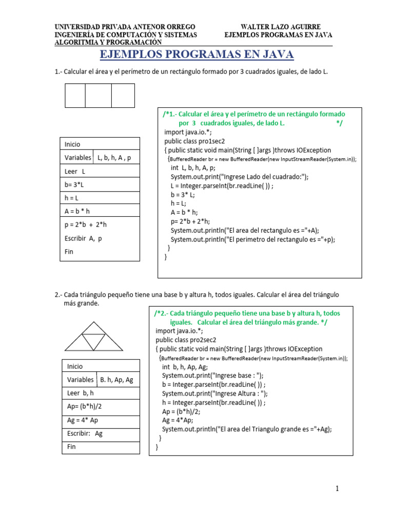 Icsi Algoyprog Lab1 Prog en Java Ejemplos VB | PDF | Volumen | Java (lenguaje de programación)
