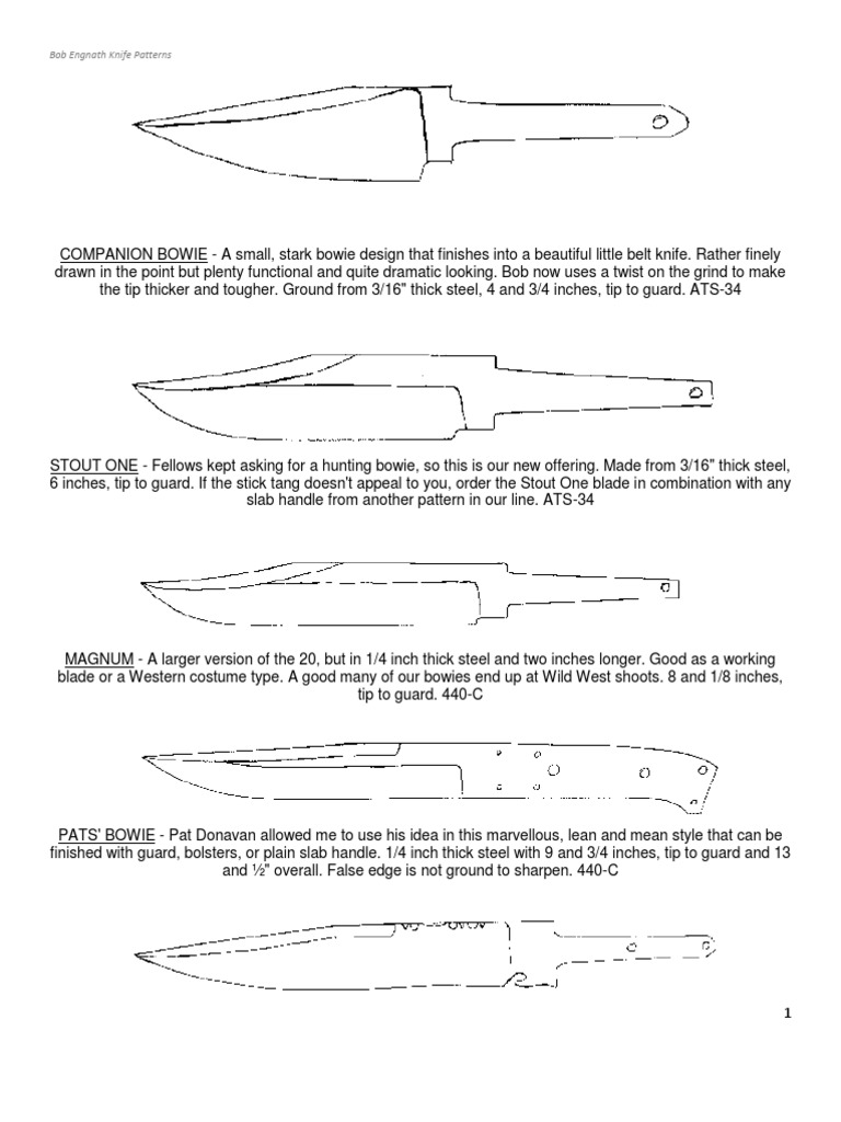 Bob Engnath Knife Patterns | PDF | Knife | Blade
