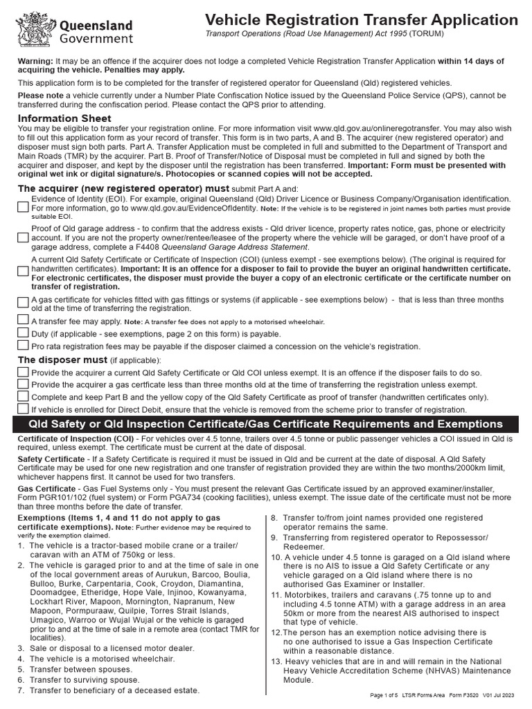 QLD Vehicle Transfer Guide | PDF | Identity Document | Driver's License