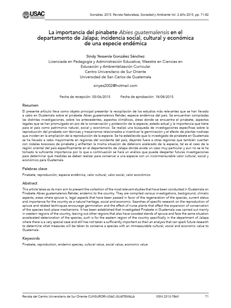 La Importancia Del Pinabete Abies Guatemalensis en | PDF | Guatemala | Los bosques