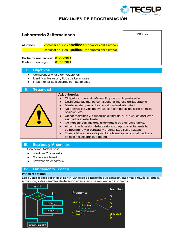 L3 Iteraciones | PDF | Laboratorios | Compilador