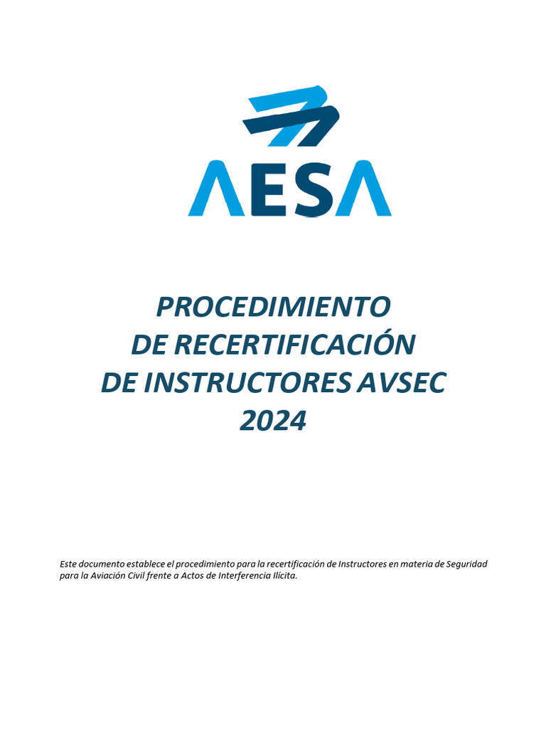 Proc - RE - Certif Instruc AVSEC - 2024 - 12012024 | PDF | Aeropuerto